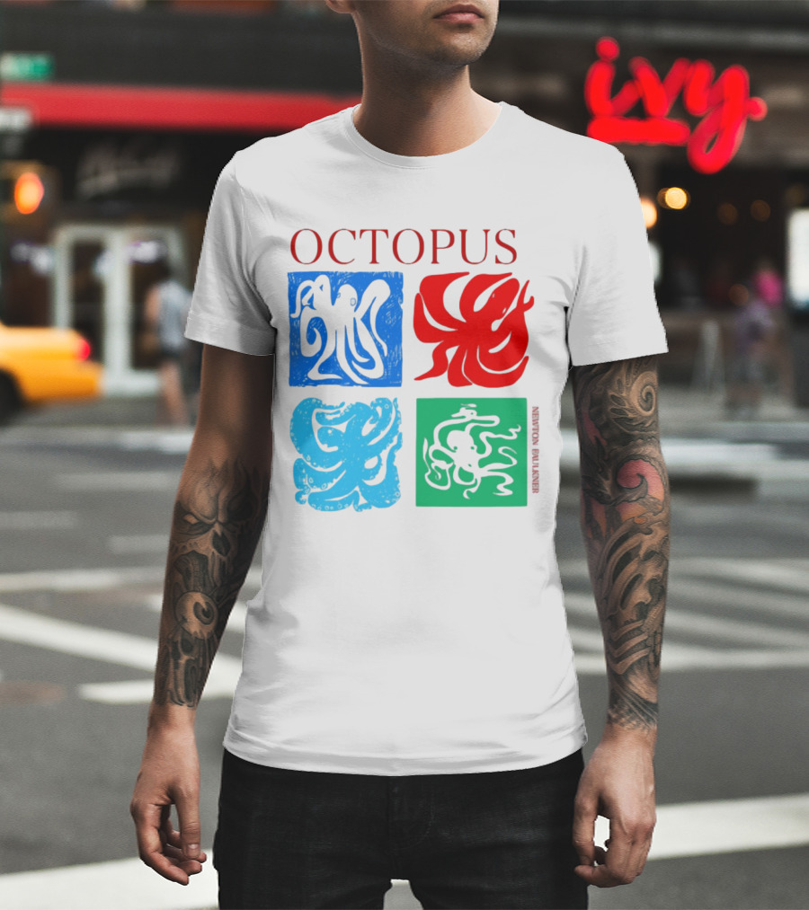 NewtonFaulkner Octopus Colorful Pop Art Quartet T-Shirt