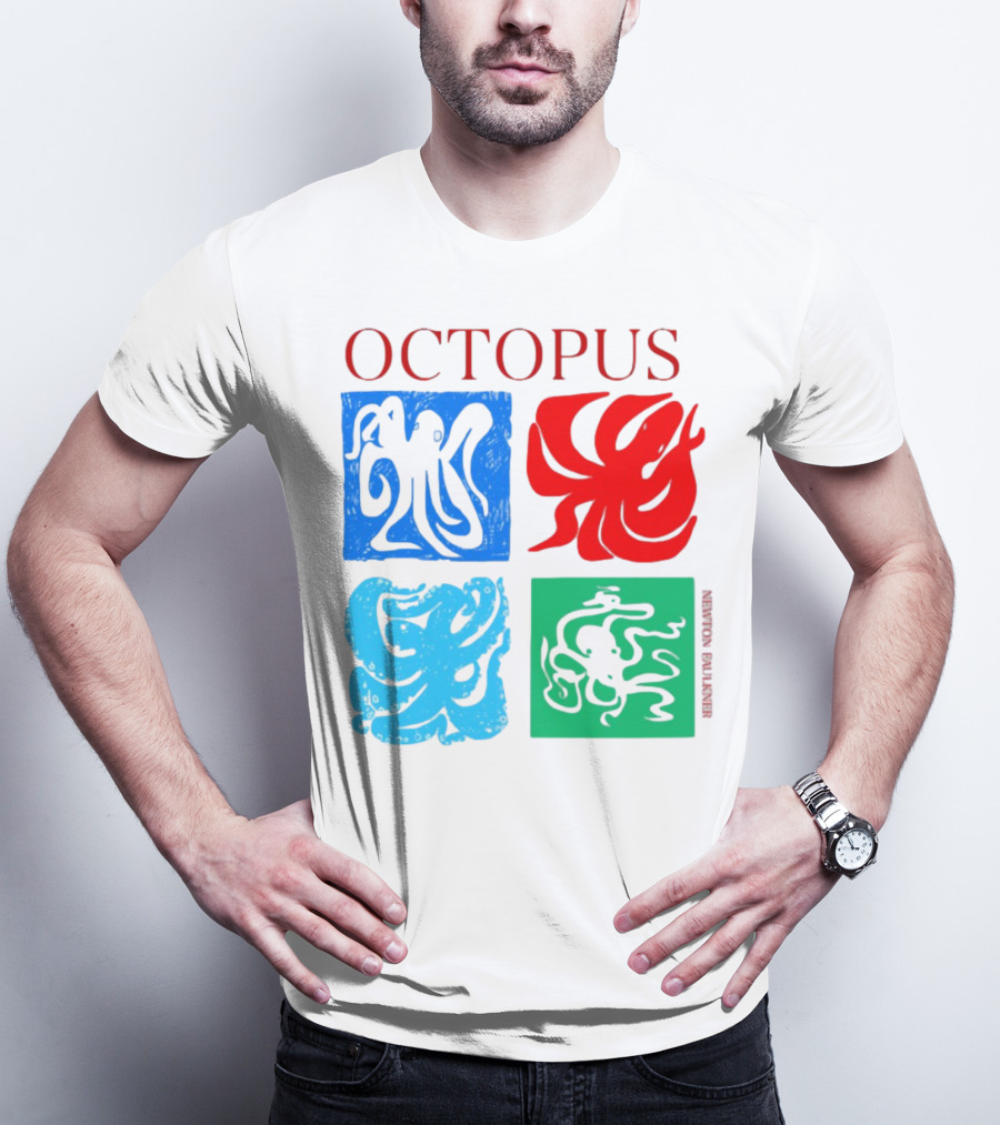 NewtonFaulkner Octopus Colorful Pop Art Quartet T-Shirt