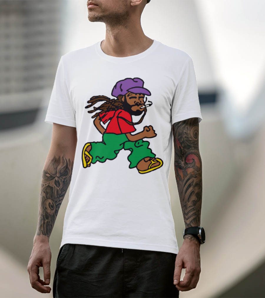 Amine Running Man Rastafarian Style Casual Character T-Shirt