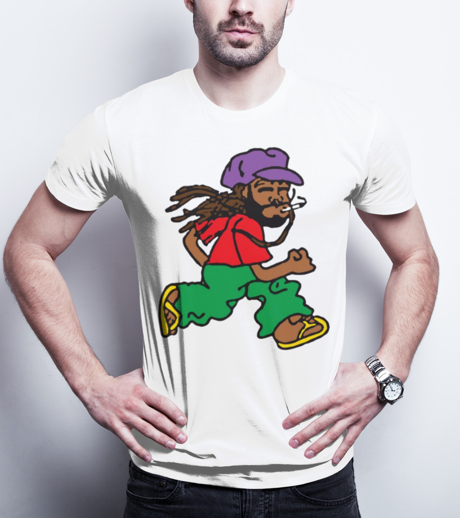 Amine Running Man Rastafarian Style Casual Character T-Shirt