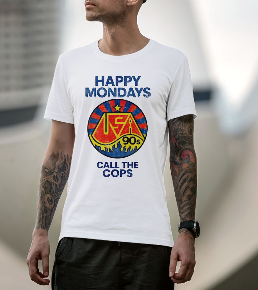 Happy Mondays USA 90s Call The Cops Starburst Retro T-Shirt