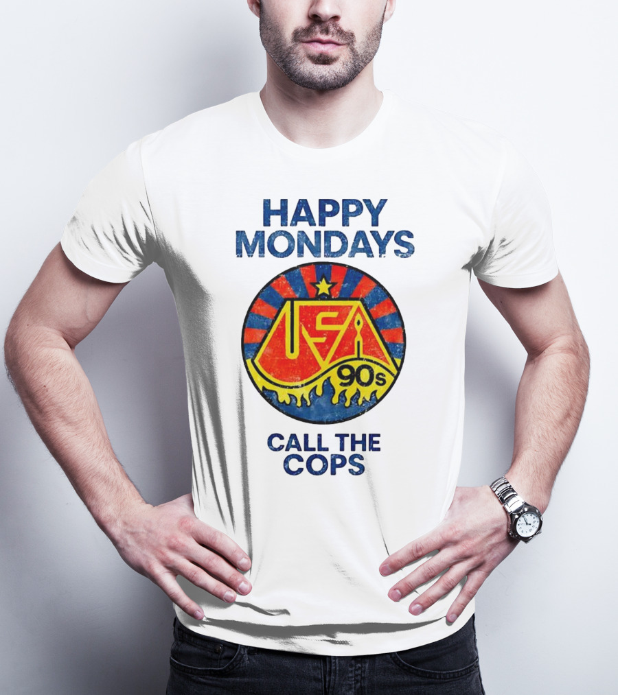 Happy Mondays USA 90s Call The Cops Starburst Retro T-Shirt