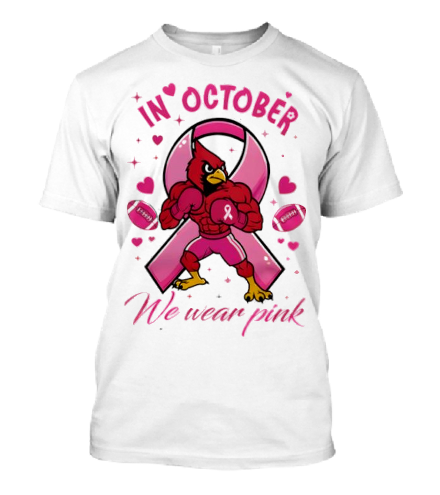 Louisville Cardinals In October We Wear Pink Tackle Cancer T-Shirt