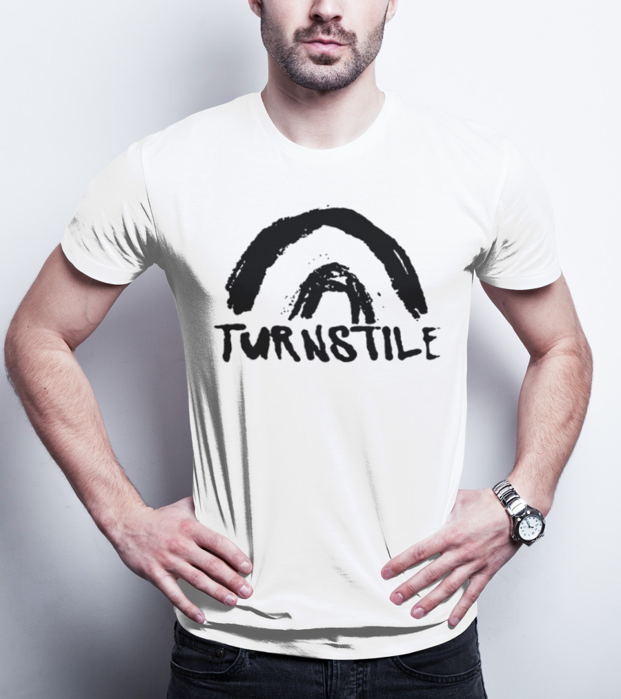 Turnstile Large Arial Double Rainbow Colorful Typography T-Shirt