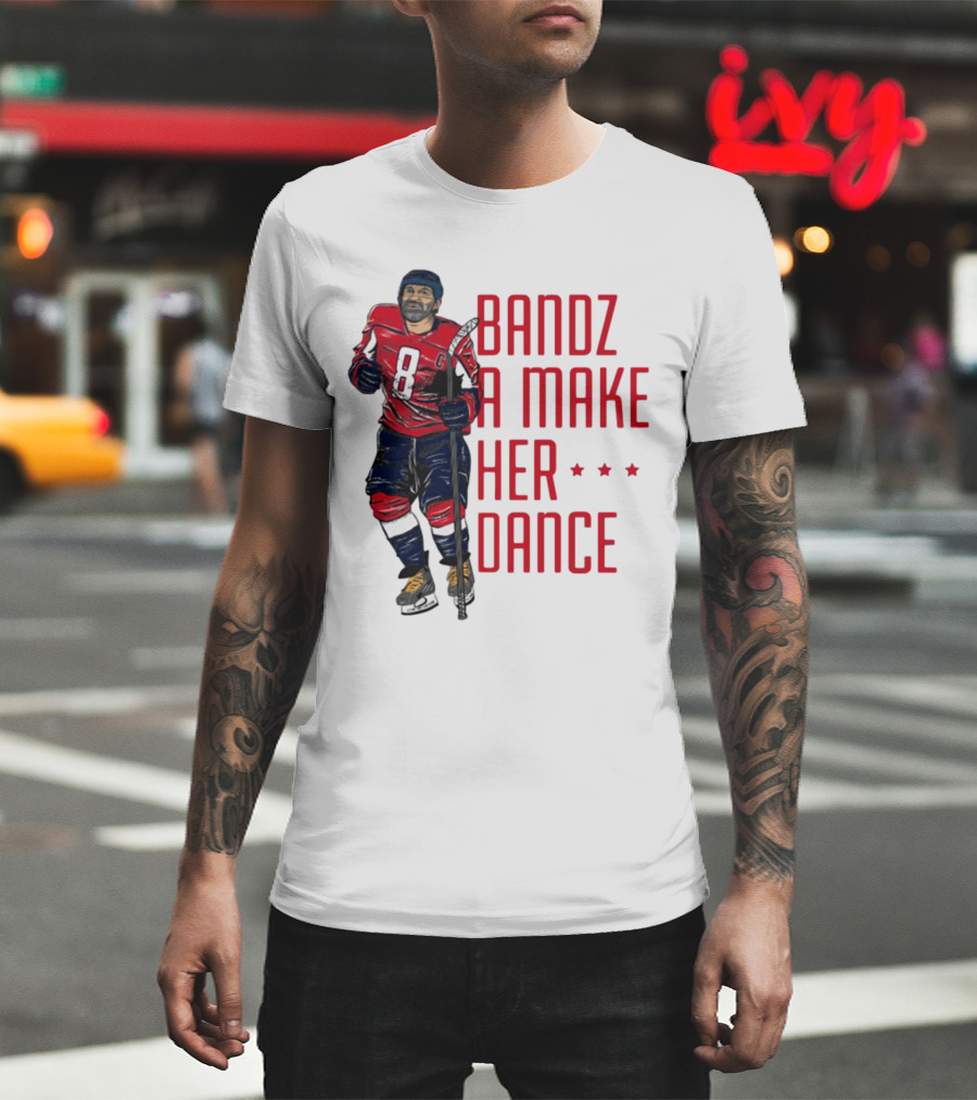 Bandz 8 A Make Her Dance Hockey Player Red Uniform T-Shirt