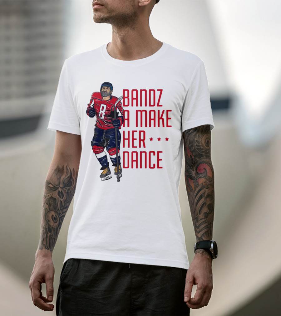 Bandz 8 A Make Her Dance Hockey Player Red Uniform T-Shirt