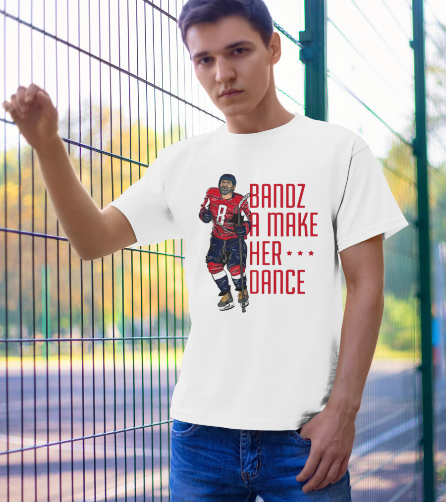 Bandz 8 A Make Her Dance Hockey Player Red Uniform T-Shirt
