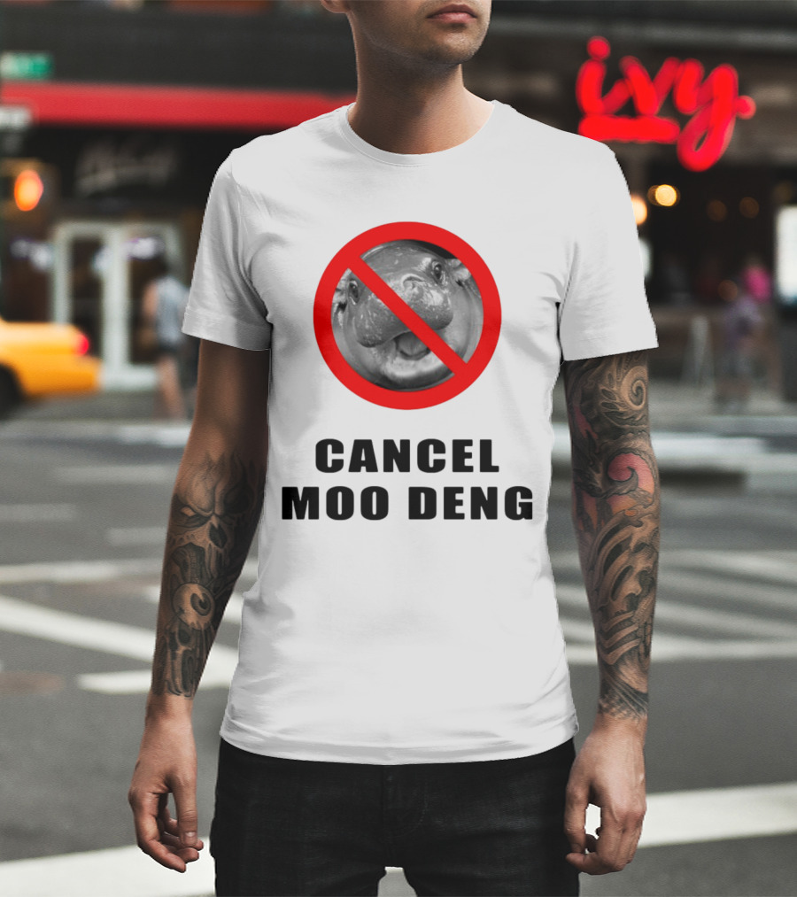 Pizzaslime Cancel Moo Deng No Entry Sign T-Shirt