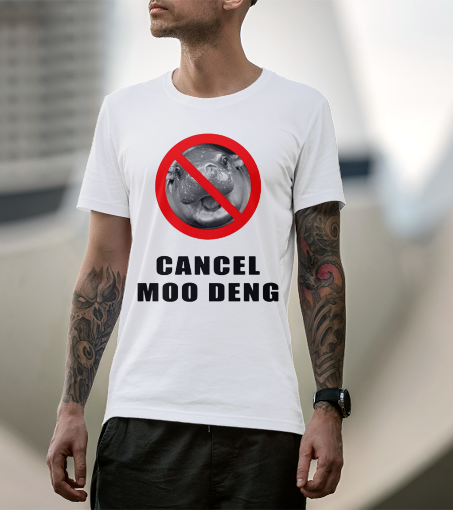 Pizzaslime Cancel Moo Deng No Entry Sign T-Shirt