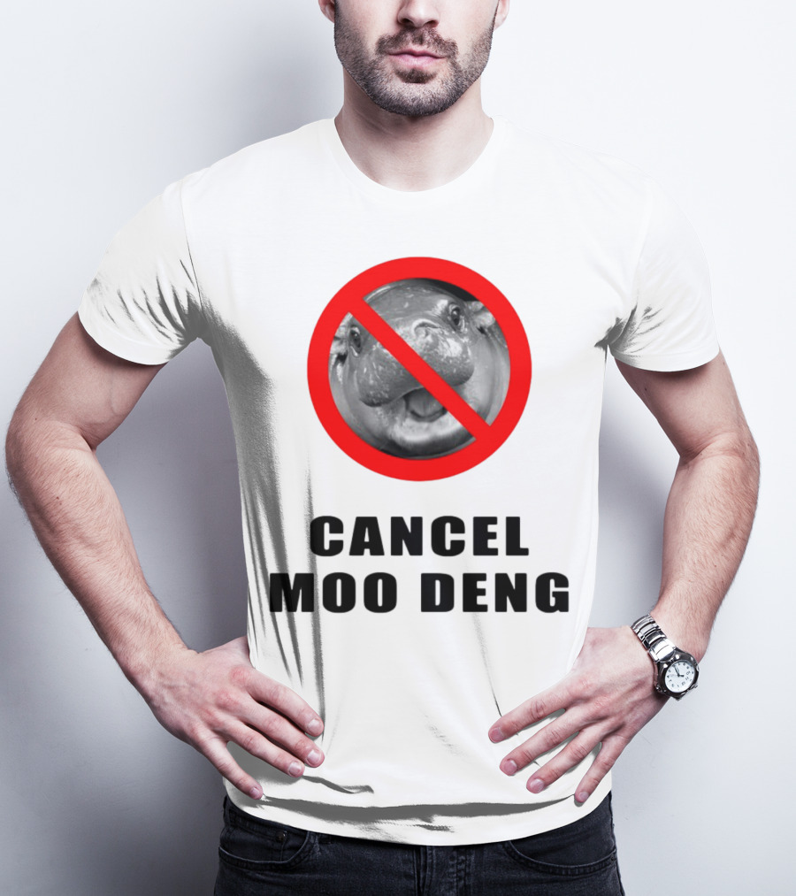 Pizzaslime Cancel Moo Deng No Entry Sign T-Shirt