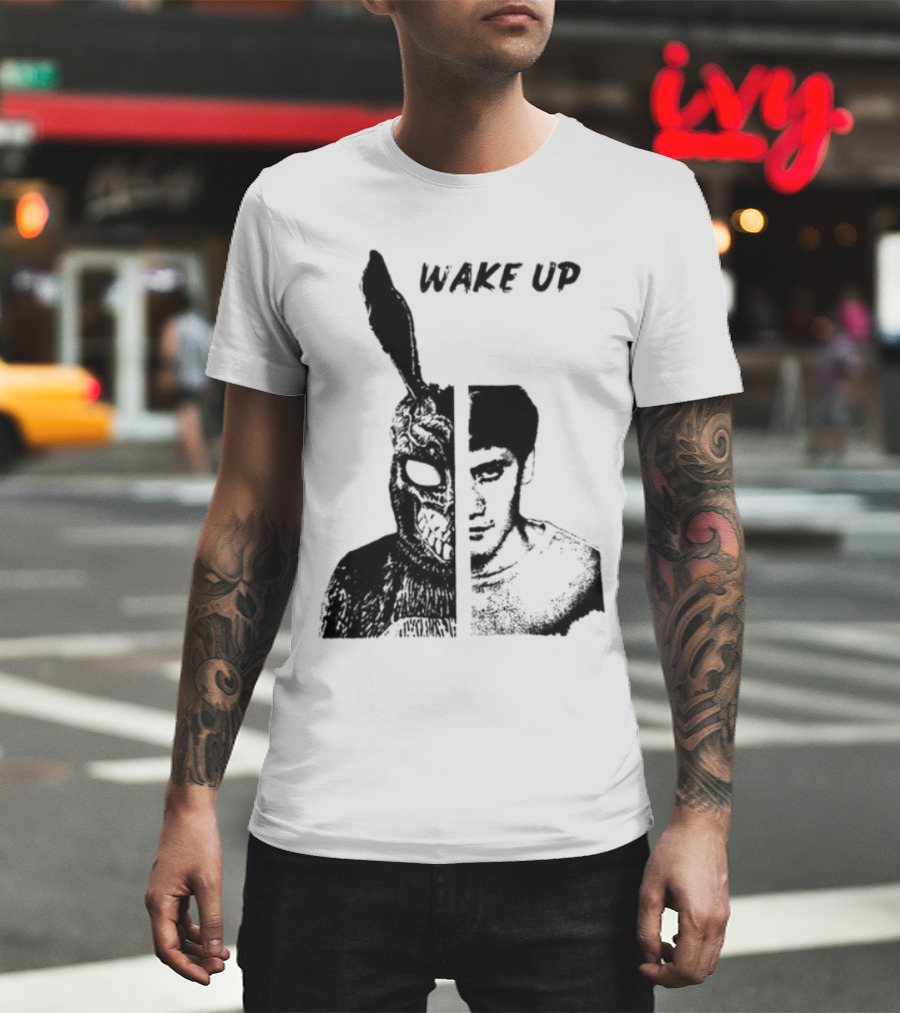 Donnie Darko Wake Up Split Face Frank And Donnie Portrait T-Shirt