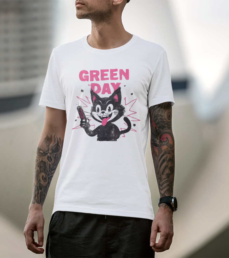 Green Day Dynamite Cartoon Cat Explosion T-Shirt