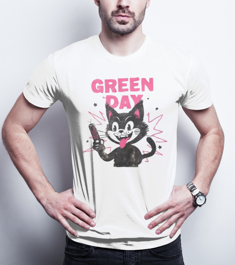 Green Day Dynamite Cartoon Cat Explosion T-Shirt