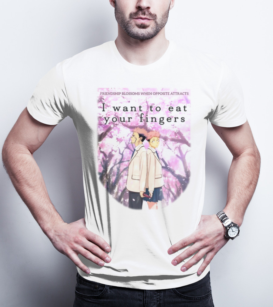 Friendship Blossoms When Opposites Attract I Want To Eat Your Fingers Anime Scene T-Shirt