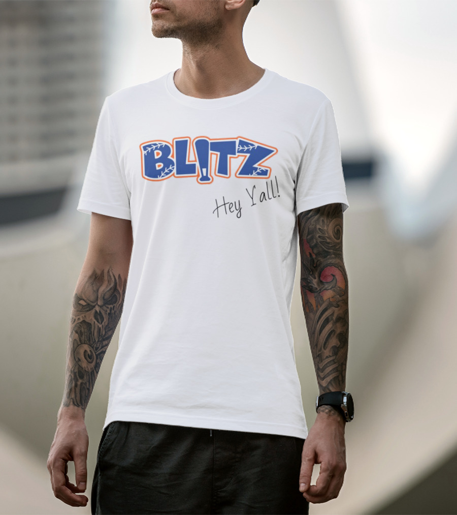 Blitz Hey Y'all Baseball Bat Stitching Style T-Shirt
