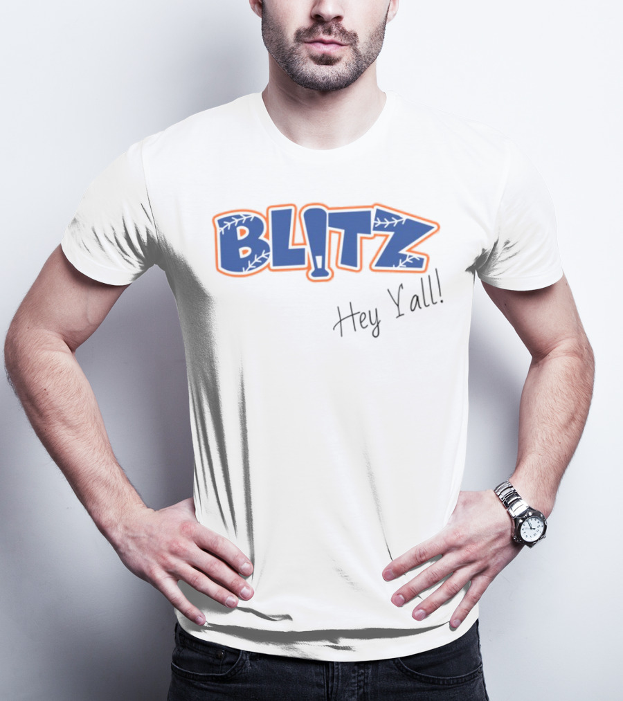 Blitz Hey Y'all Baseball Bat Stitching Style T-Shirt