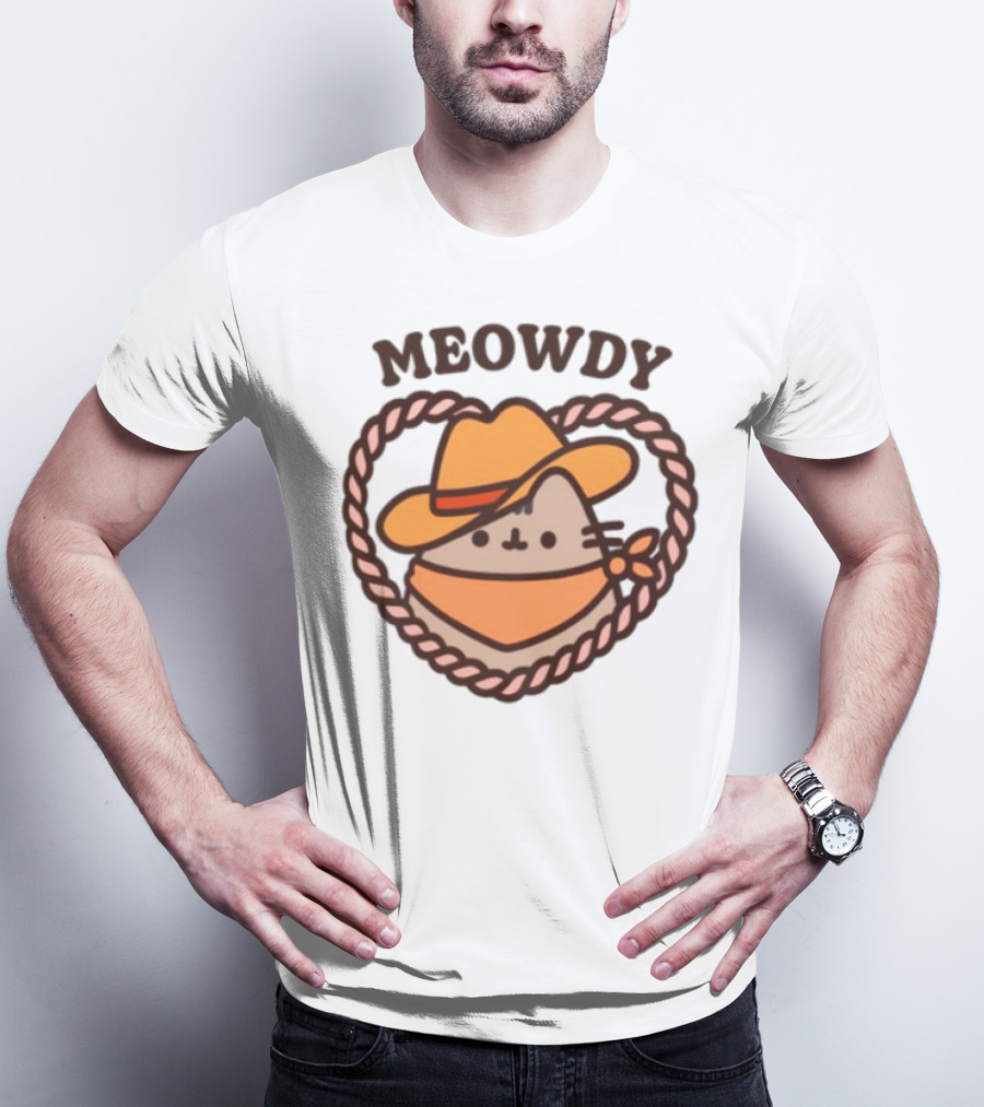 Meowdy Cowboy Pusheen With Hat And Bandana T-Shirt