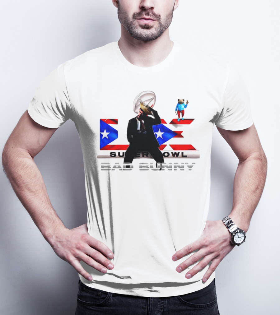 Bad Bunny Super Bowl Halftime 2026 Puerto Rico Flag Iconic Performance T-Shirt