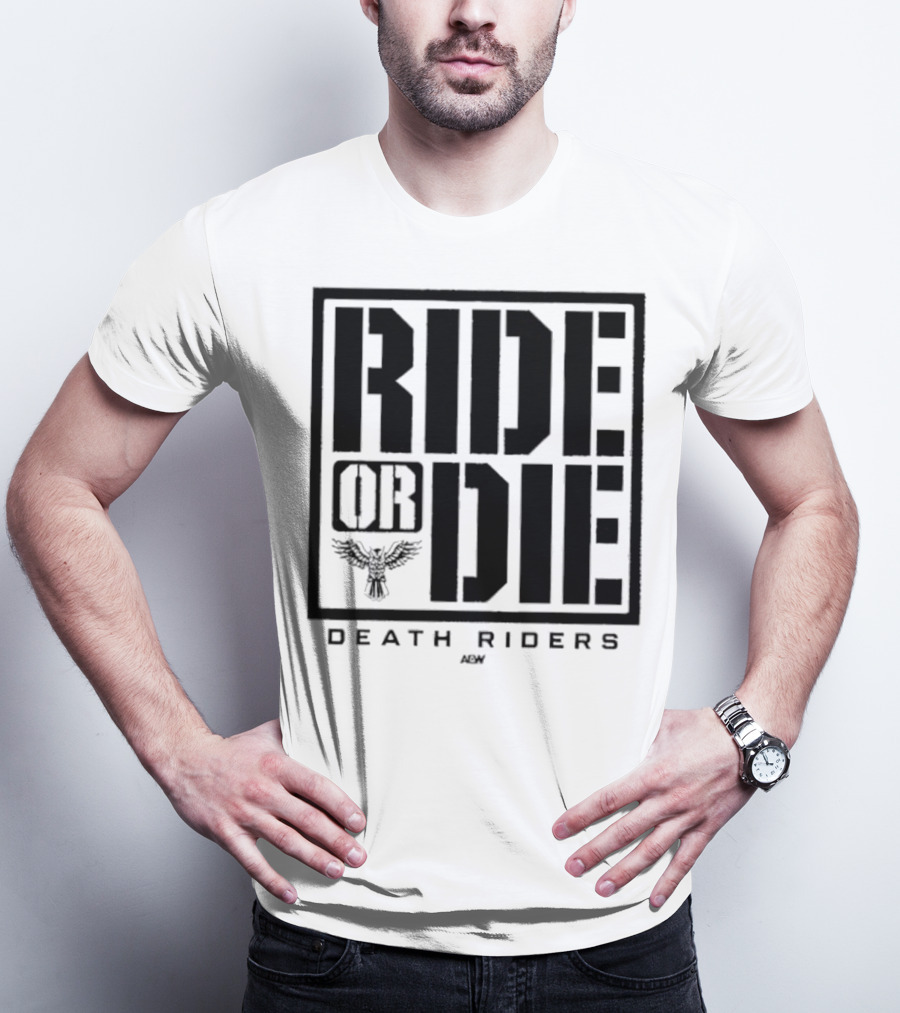 Death Riders Ride Or Die Skeleton Biker Gang AEW T-Shirt