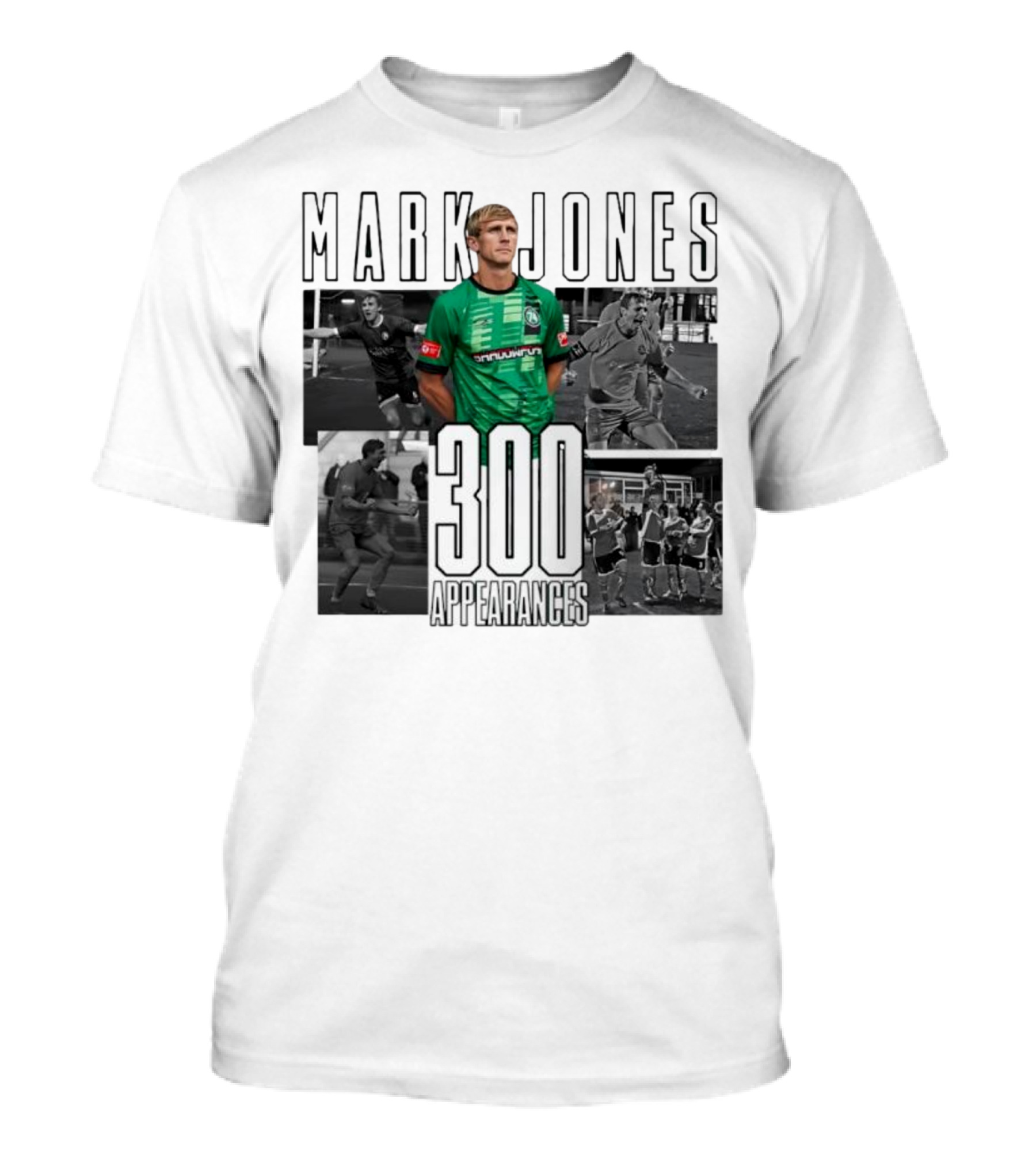 Mark Jones 300 Appearances Northwich FC Green Jersey Football Tribute T-Shirt