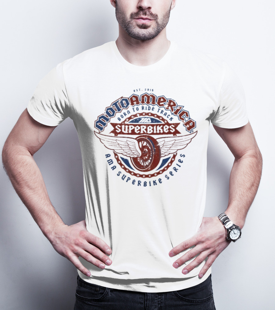 MotoAmerica Born To Ride Track AMA Superbikes Series Est 2015 Wings T-Shirt