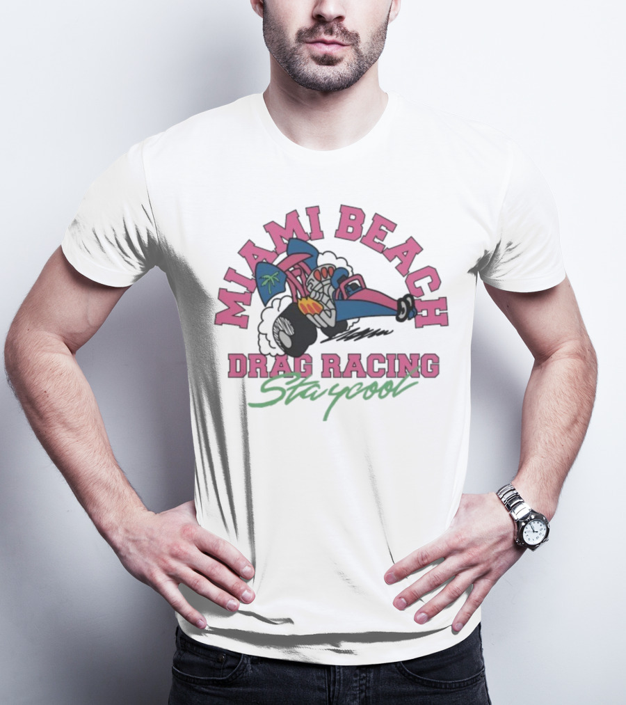 Miami Beach Drag Racing Staycool Racing Imagery T-Shirt