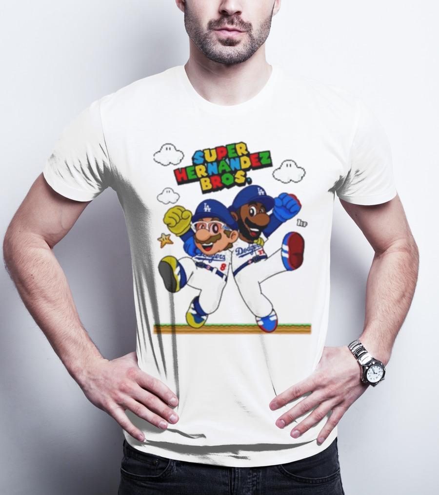 Super Hernández Bros Teoscar Kiké Let’s Go Dodgers Mario X Los Angeles Dodgers T-Shirt