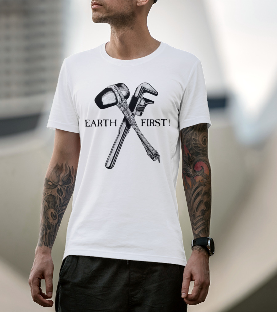 Earth First Hammer And Wrench Emblem T-Shirt