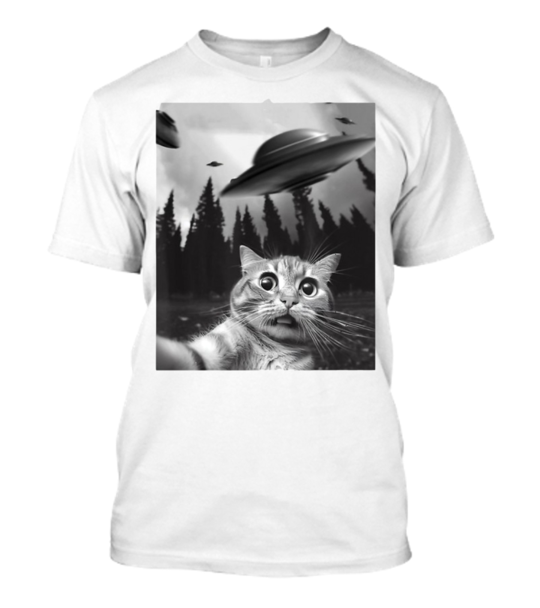 Keith Hernandez Cat Selfie Ufos Forest Scene T-Shirt