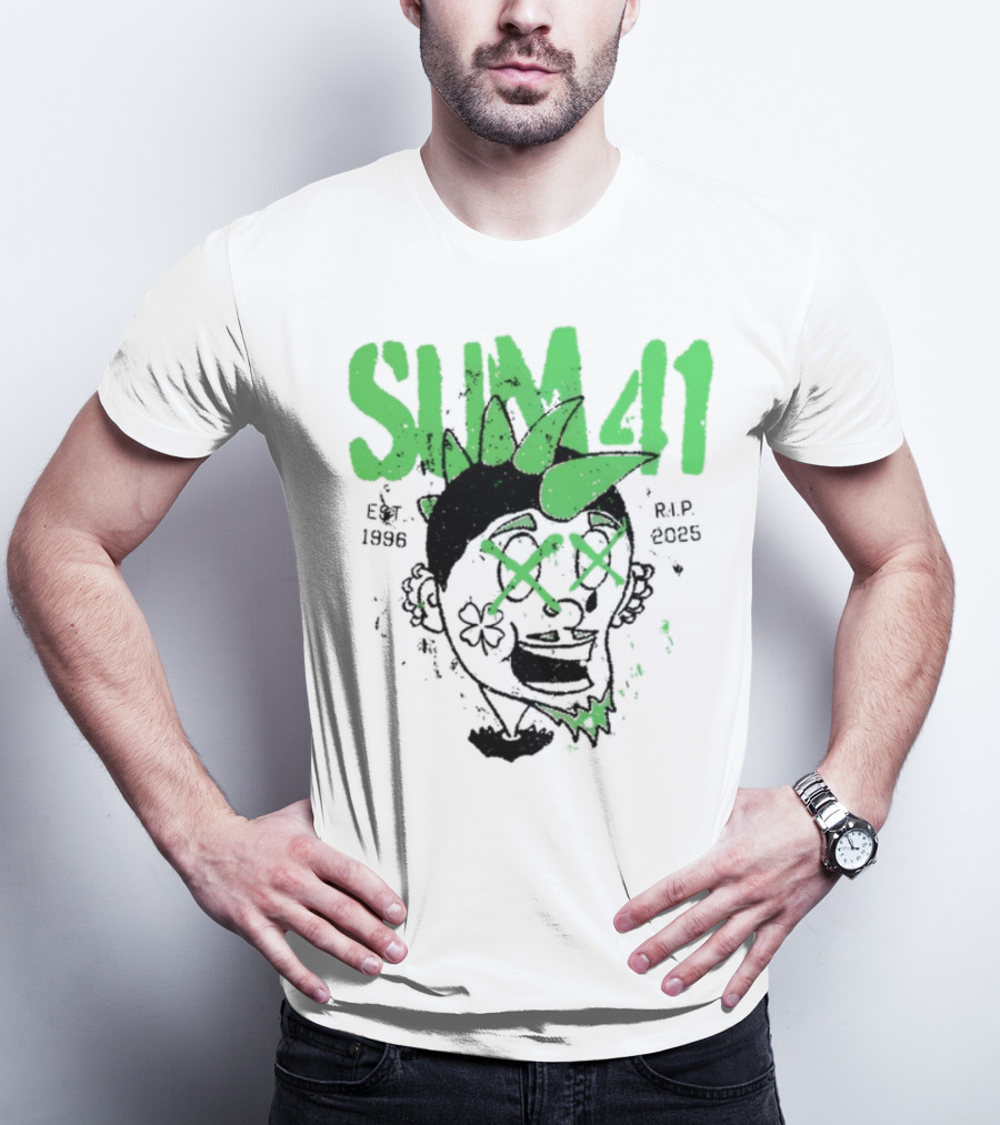 Sum41 St Patrick's Day Punk Skull Green Spikes T-Shirt