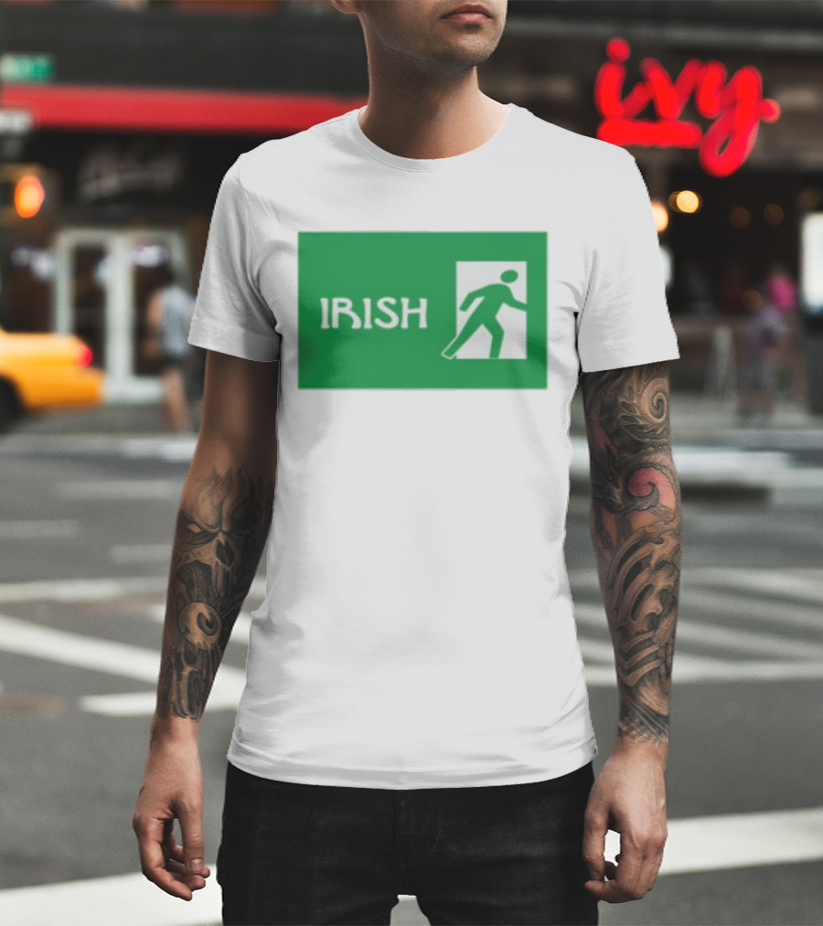 Emotionalclub Irish Exit Green Emergency Sign Style T-Shirt