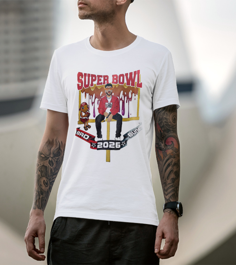 Bad Bunny Super Bowl LX 2026 Cartoon Puerto Rico Benito Bowl T-Shirt