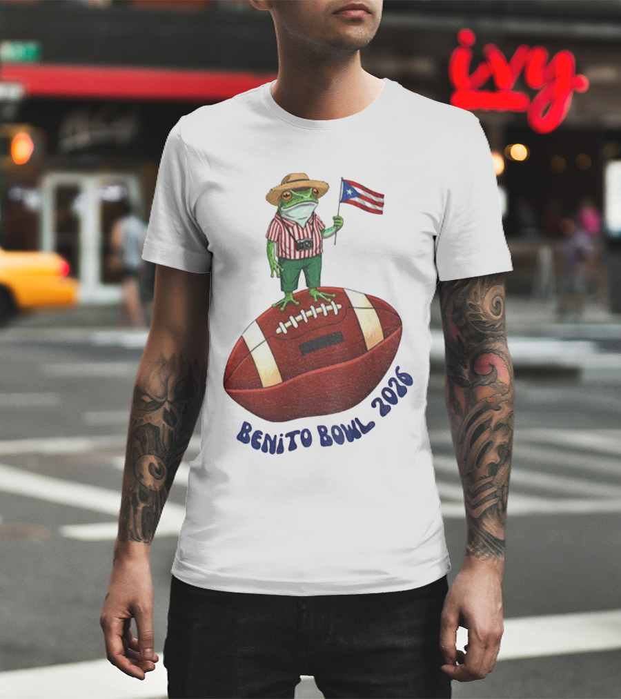 Bad Bunny Puerto Rico Frog Flag Benito Bowl 2026 Football T-Shirt