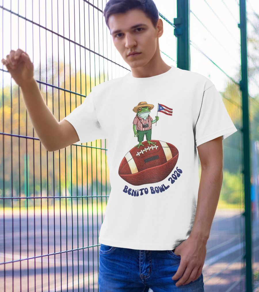 Bad Bunny Puerto Rico Frog Flag Benito Bowl 2026 Football T-Shirt