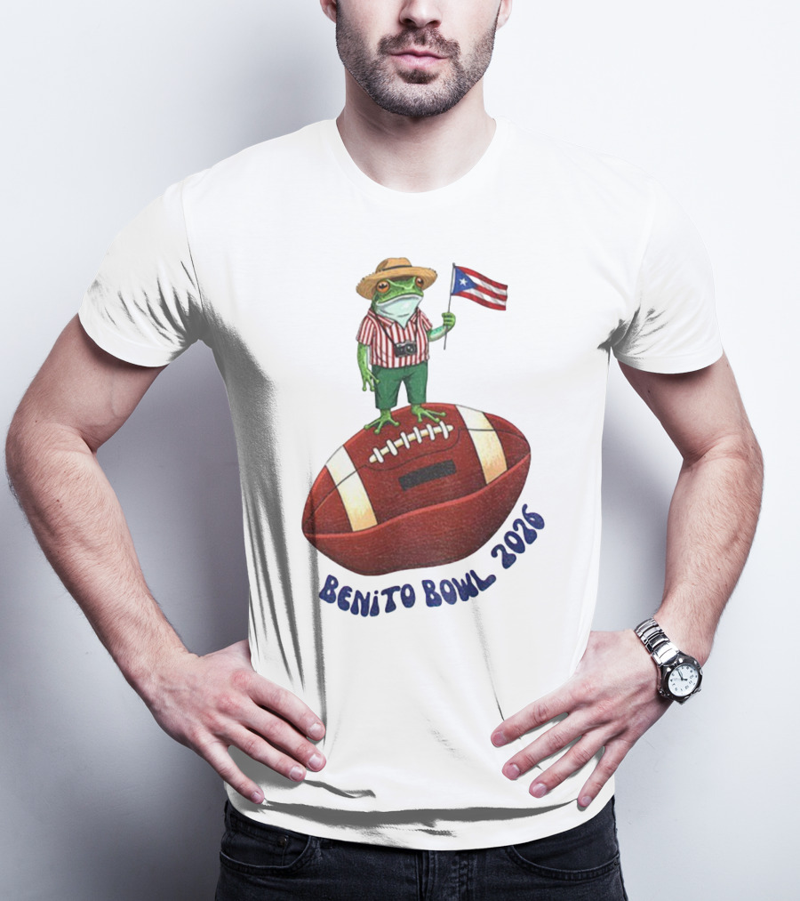 Bad Bunny Puerto Rico Frog Flag Benito Bowl 2026 Football T-Shirt