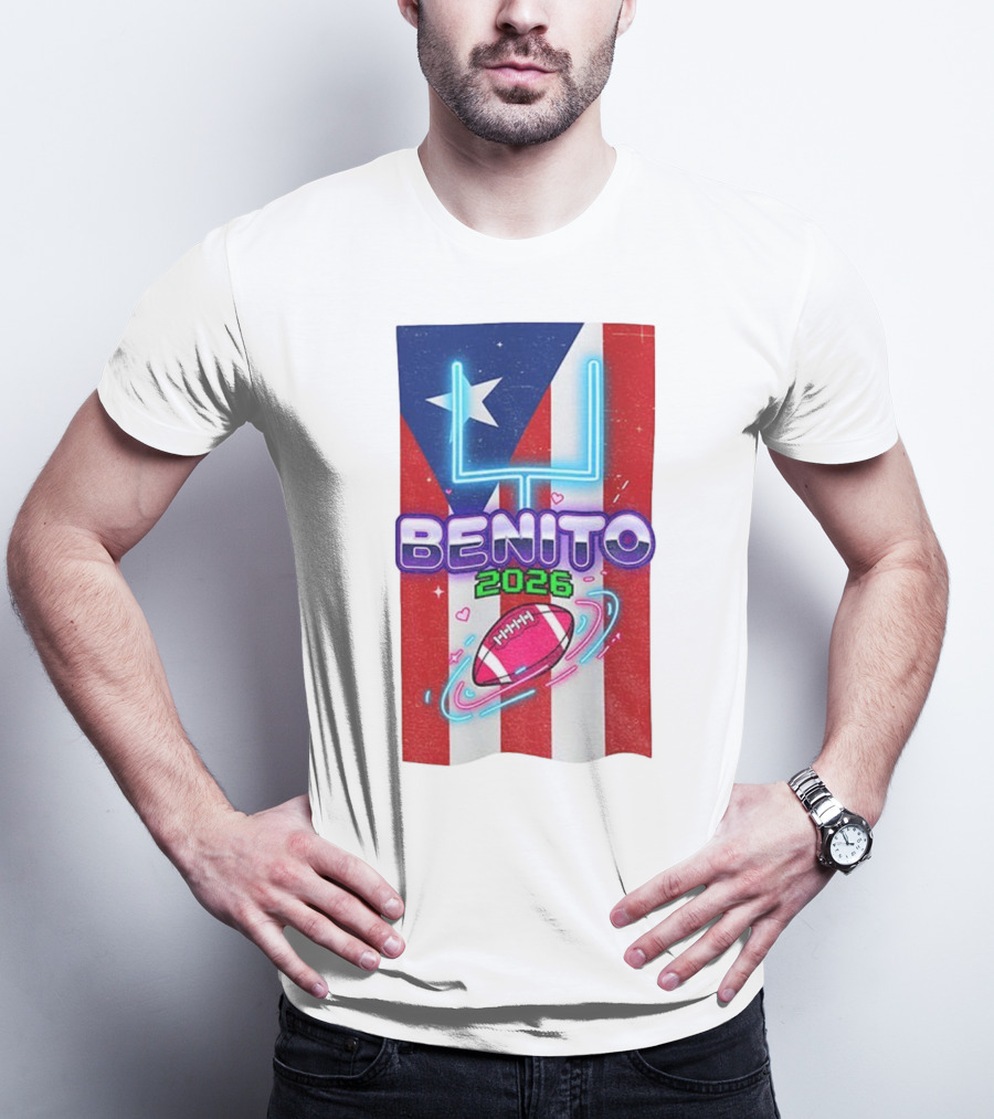 Benito 2026 Bad Bunny Super Bowl Halftime Show Fan Football Puerto Rico Flag T-Shirt