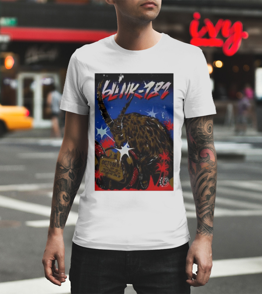 Blink 182 October 5 2025 Palm Desert Goat Starry Night T-Shirt