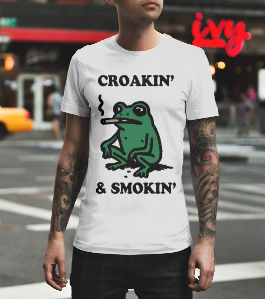 Croakin' And Smokin' Frog With Cigarette T-Shirt