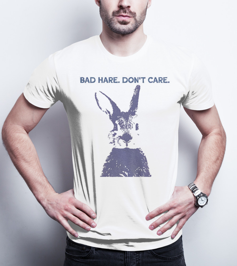 Funny Easter Bad Hare Don’t Care Vintage Rabbit Silhouette T-Shirt