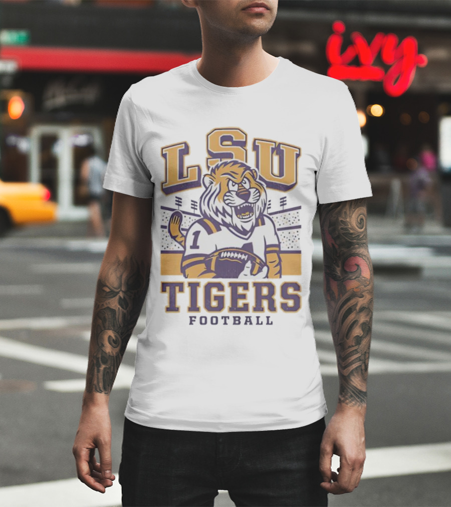 LSU Tigers Football Mike Mascot Stadium QB Number One T-Shirt