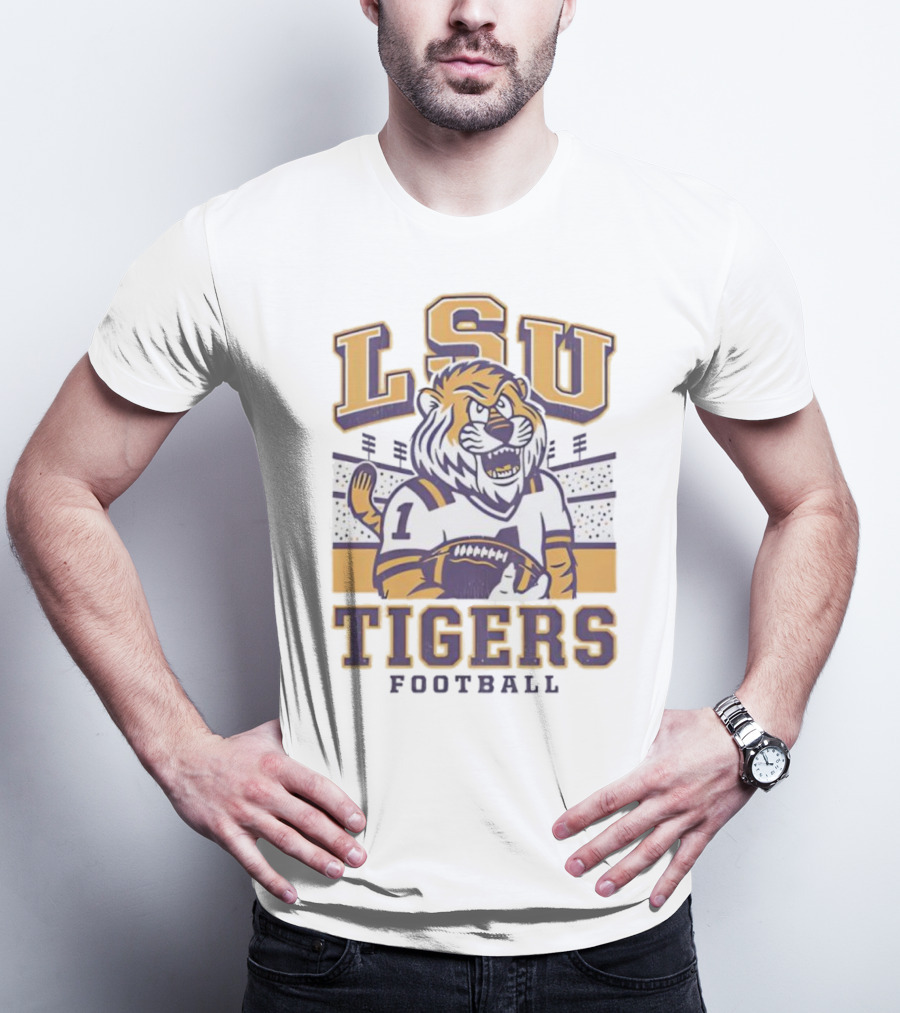 LSU Tigers Football Mike Mascot Stadium QB Number One T-Shirt