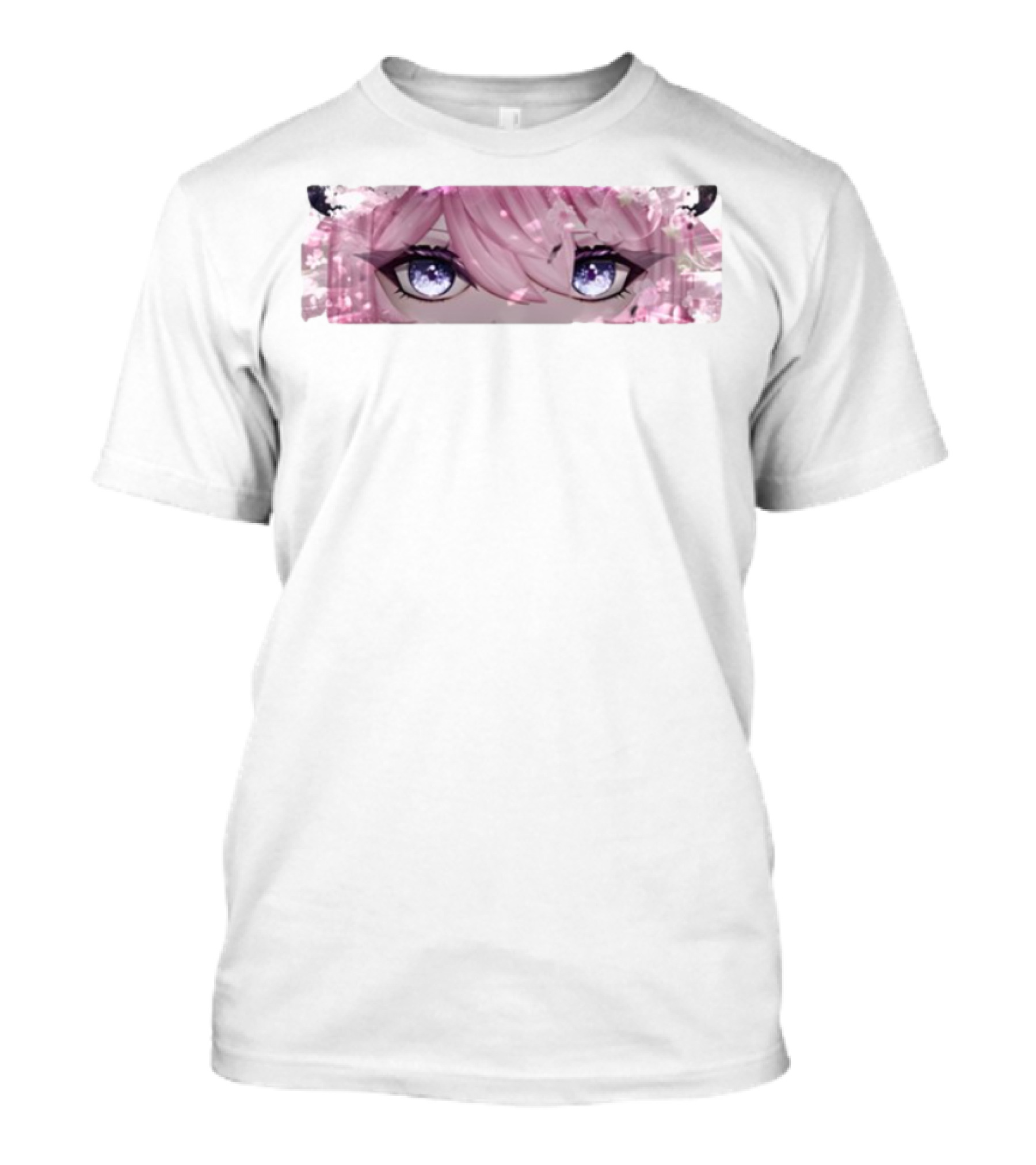 Bluefi Rose Eyes Pink Hair Floral Horns Anime Aesthetic T-Shirt