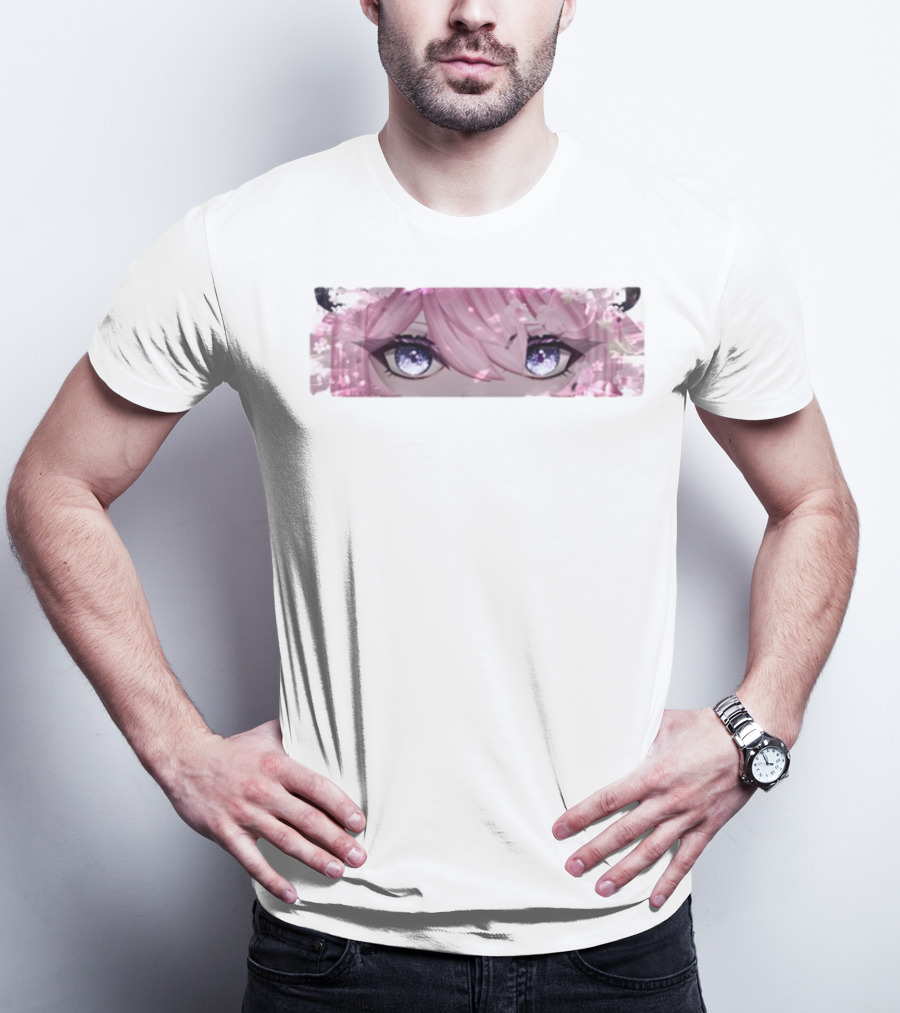 Bluefi Rose Eyes Pink Hair Floral Horns Anime Aesthetic T-Shirt