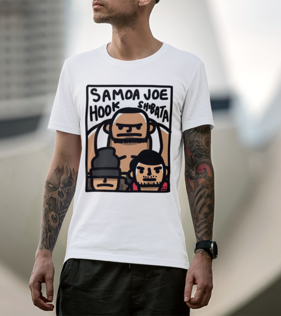 Samoa Joe Hook Shibata Cartoon Characters T-Shirt