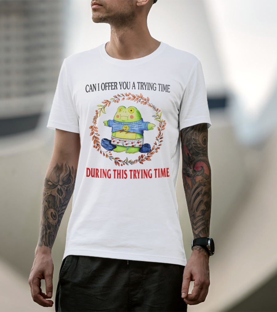 Can I Offer You A Trying Time During This Trying Time Funny Frog Meme T-Shirt