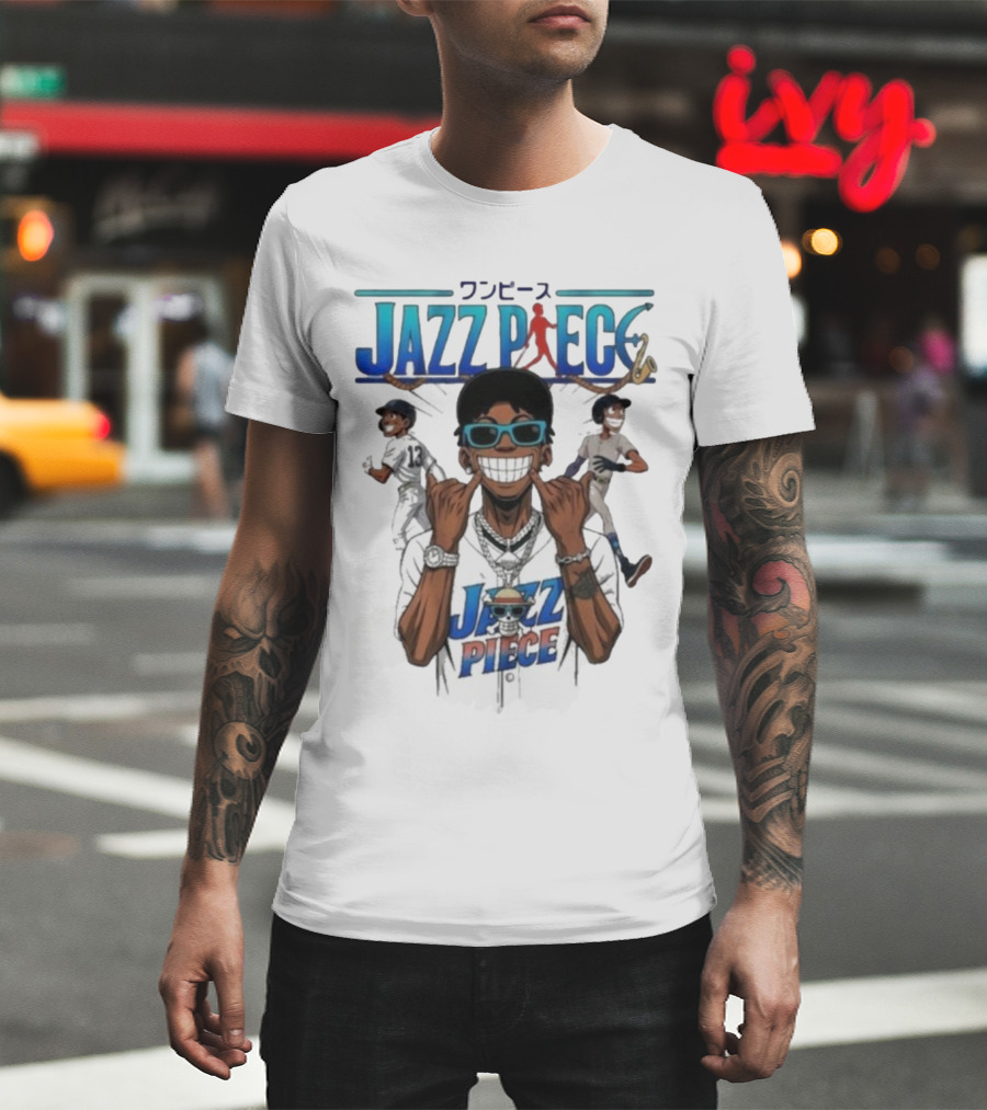 Jazz Piece One Piece New York Yankees MLB Collaboration T-Shirt