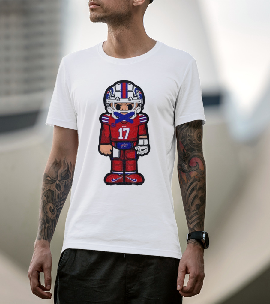 Buffalo Bills Josh Allen Cartoon NFL Football 2025 Number 17 T-Shirt