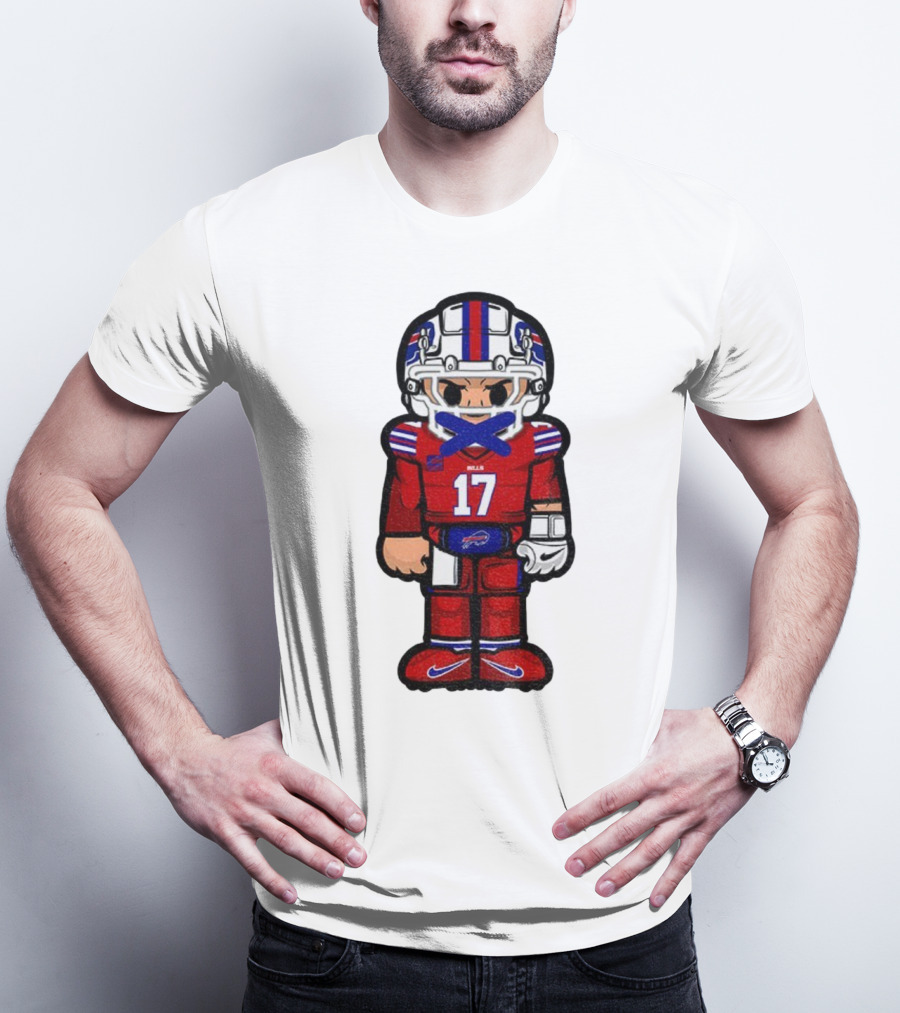 Buffalo Bills Josh Allen Cartoon NFL Football 2025 Number 17 T-Shirt