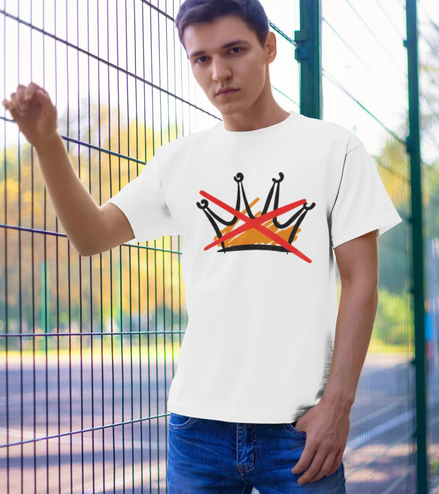 No Kings Symbol Strike Through Monarchy Protest T-Shirt
