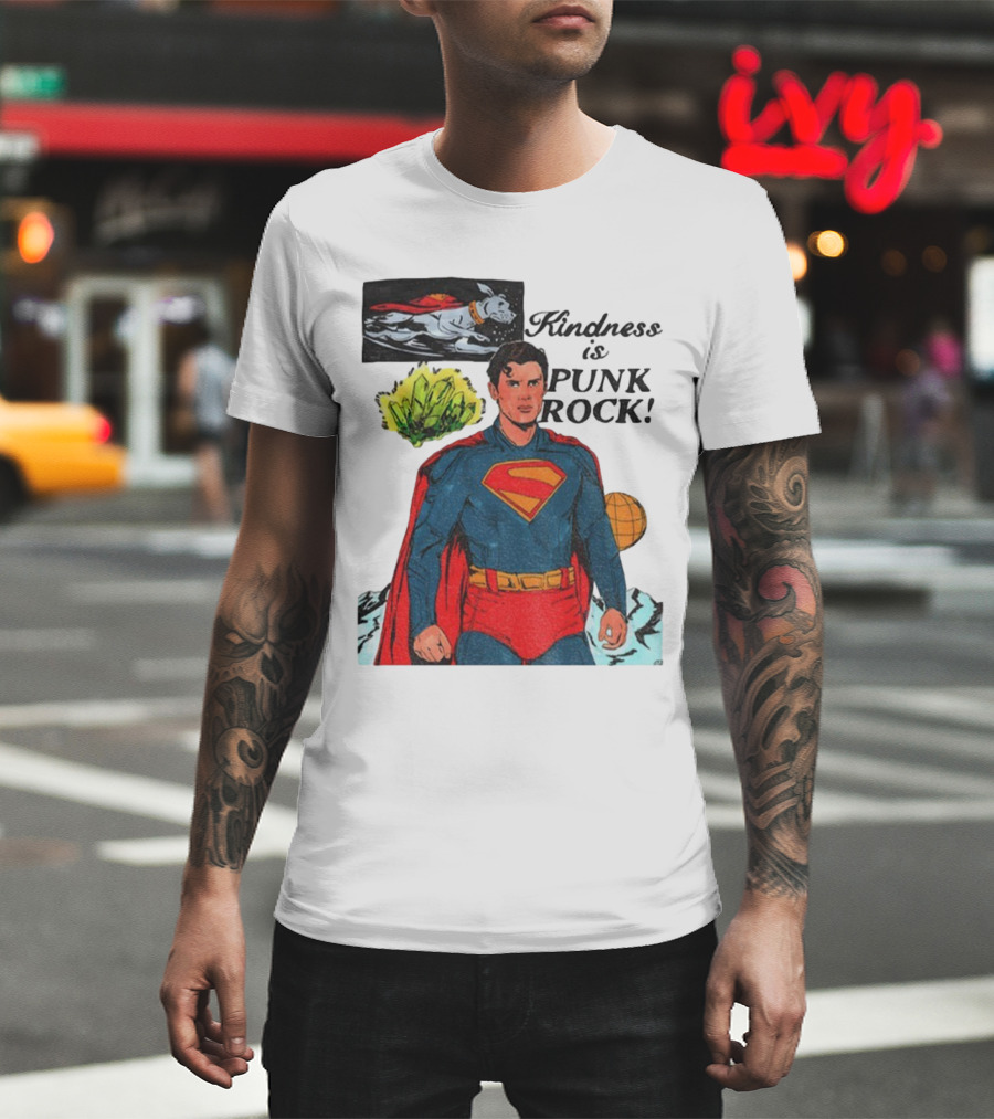 Superman DC Kindness Is Punk Rock Krypton Dog Caped Hero T-Shirt